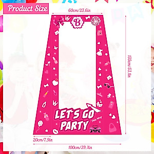 Hot Pink 4.5ft Tall Life Size Stand-in Cardboard Doll Photo Booth Props for Girls Birthday Party Decorations Pink Princess Doll Theme Decor Photoshoot Let's Go Party Supplies(53.9 * 39.3inches)