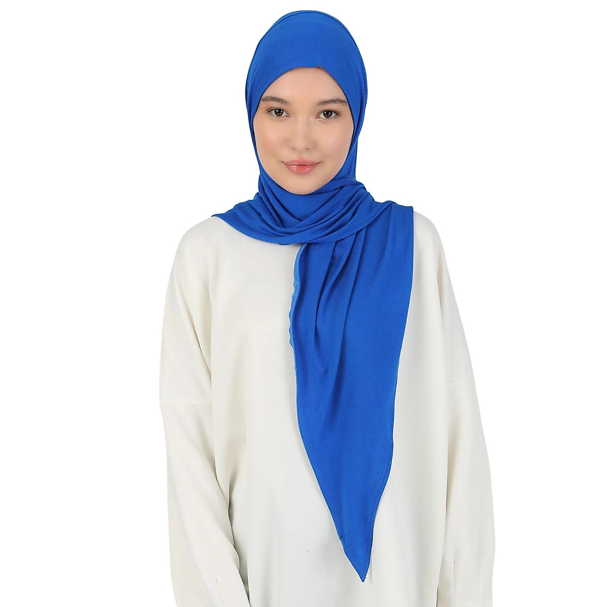 Prien Zippered Instant Hijab For Women, Muslim Prayer Scarf, Long Turban Girls, Abaya, Jersey Islamic Dress Undercap Khimar (Saxe Blue)