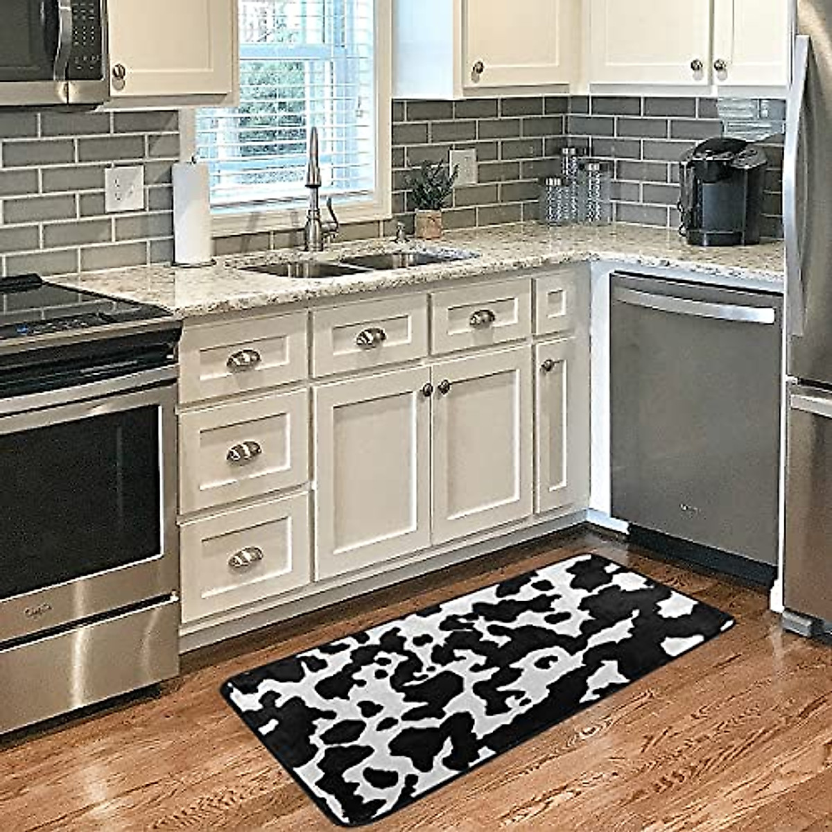 Cow Print Animal Skin Area Rug Non-Slip Washable Soft Floor Mat Carpet for Kitchen Bedroom Living Room Bathroom Home Decor,39x20 Inch