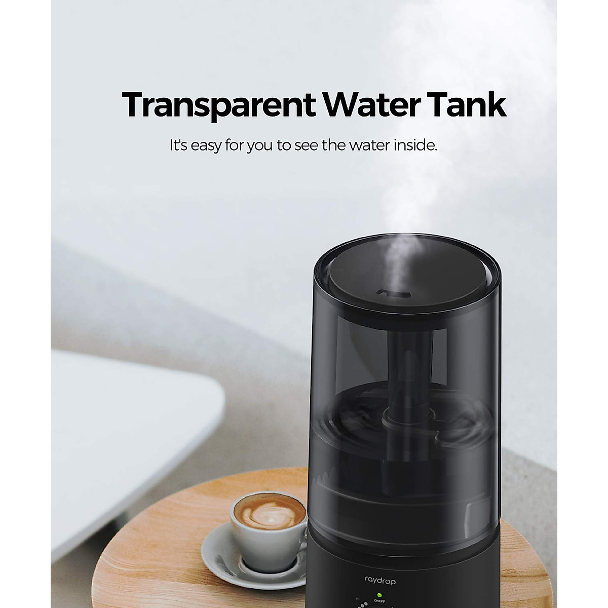 raydrop Humidifiers for Bedroom, Cool Mist Humidifiers for Babies, 1.70L Quiet Ultrasonic Humidifier, Space-Saving, Filterless, Auto Shut Off - (0.45 Gallon, US 110V)