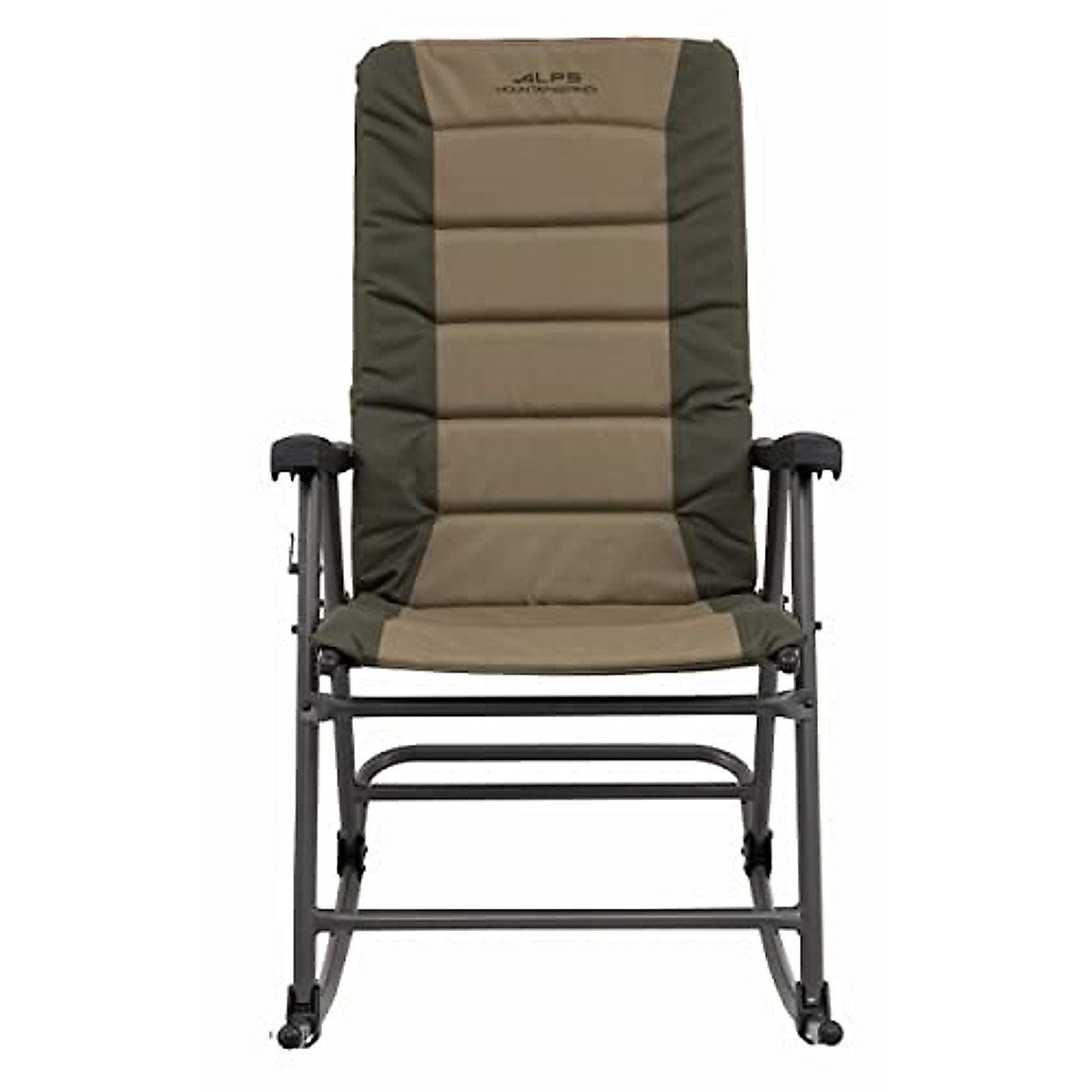 ALPS Mountaineering Outdoor Rocking Chair - Durable Folding Beach and Camp Chair with Comfortable Cushioned Polyester Fabric Over Locking Steel Frame, Clay/Khaki