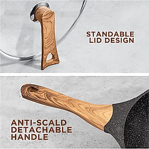 ITSMILLERS Nonstick Wok and Stir Fry Pan 12.5 inch with Spatula, Die-cast Aluminum Scratch Resistant Healthy Wok with Free-standing Lid