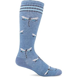 Sockwell Women's Dragonfly Moderate Graduated Compression Sock, Bluestone Shimmer - M/L