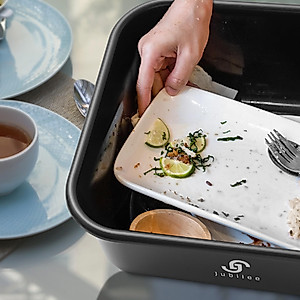 Jubilee 4-Pk Plastic Storage Bin, Bus Utility Tub - Heavy Duty Commercial Dishwashing Box for Restaurant Kitchen Organization and Storage, 11L Black