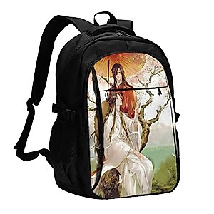 Grtswp Heaven Official's Blessing Anime Backpacks Laptop Backpack with USB Charging Port Casual Travel Daypack for men women