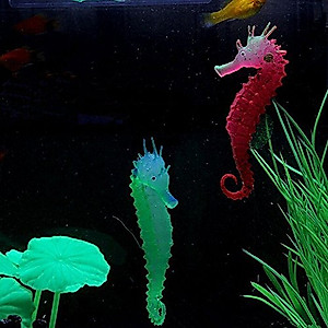 Bestgle 3Pcs Aquarium Ornament Glowing Floating Effect Artificial Sea Horse for Fish Tank Decoration