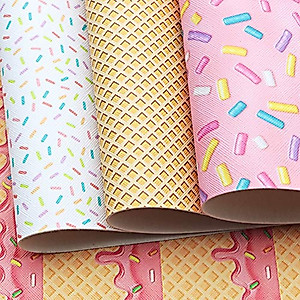 David accessories Donuts Cross Pattern Printed Synthetic Leather Fabric Sheets 5Pcs 7.7"x12.9"(Approx 20cm x 33cm) for DIY Bows Earrings Making Crafts (Donuts)