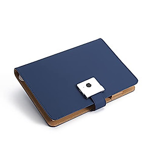 Fingerprint Lock Journal Writing Notebook. Leather Fingerprint Lock Diary A5 Security Business Conference Notebook with 6 Ring Binder Refillable Diary Notepads, Vintage Business Planner Personal Organizer, Agenda for Men /Women. (Mazarine)