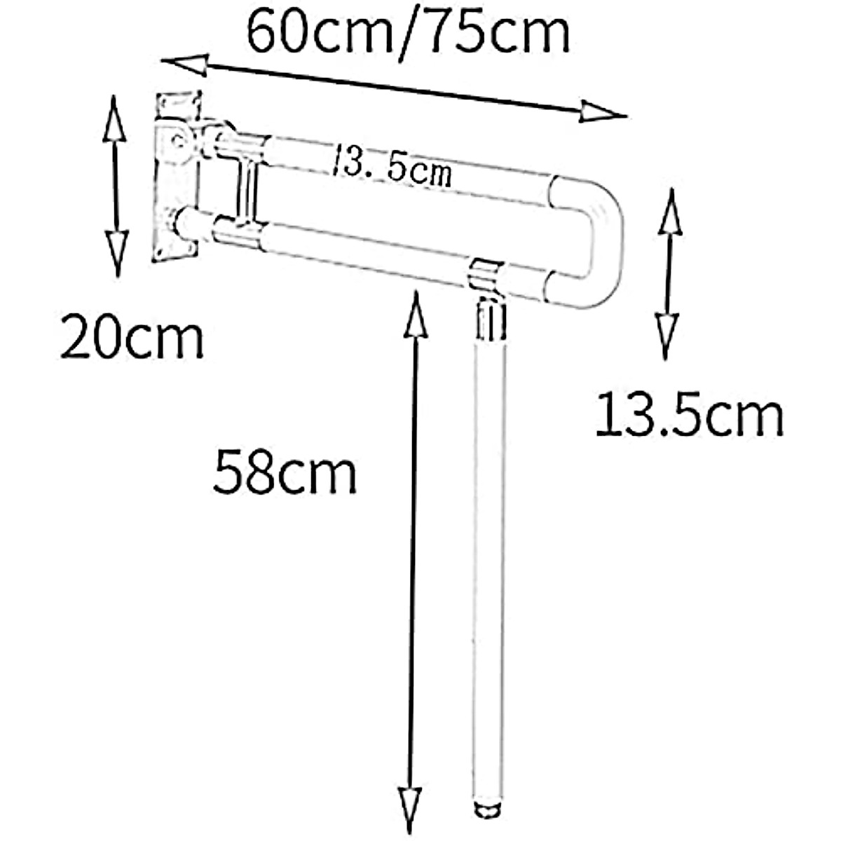 YGCBL Safety Handrail,Kitchen Stairway Bathroom Toilet Shower Bathtub Grab Bar Support Handle Safe Aid Grip Armrests Auxiliary Tools，Suitable for Stairwells, Corridors, Bathrooms, Hotels, Etc.,White