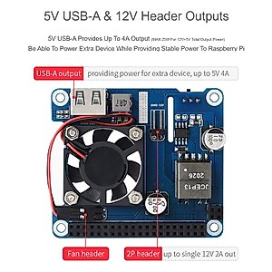 waveshare Power Over Ethernet (PoE) HAT for Raspberry Pi 4B/3B+, 802.3af/at PoE Network Standard, 5V USB-A&12V Header Outputs, PoE HAT Onboard Cooling Fan and MP8676 Buck Chip, Isolated
