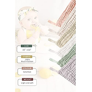 Konssy 6 Pack Baby Muslin Washcloths for Unisex 100% Cotton Wash Cloth Set for Baby Face Body Comfy and Soft for Newborn Infants Kids Girls and Boys