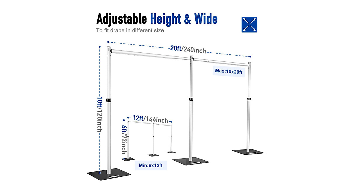 Hecis Adjustable 10x20Ft Backdrop Stand for Events