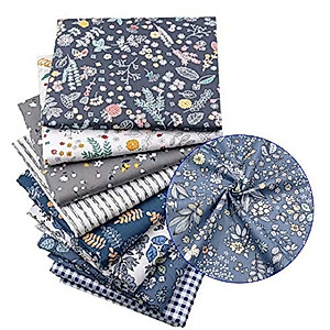8PCS 50cm x 50cm Floral Twill Print Cotton Fabric Bundle Sewing Patchwork Precut Fabric Scraps Suitable for DIY Sewing Quilting and Various Handicrafts
