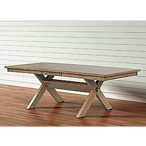 Roundhill Furniture Raven Wood Trestle Extendable Dining Table with Leaf, Glazed Pine Brown