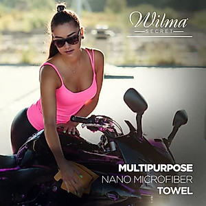 wilma secret Nano Synthetic Chamois Microfiber Towels Cleaning Cloth, Cleaning Set , car Cleaning Microfiber Towel, Glass Towel Cleaning Cloth, Washing and Drying 2-Pack 15,74x 13,77 inc Mustard