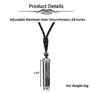 Top Plaza 2 Pcs Amethyst Black Obsidian Healing Crystal Stone Necklaces for Men Women Cylindrical Pendant Amulet Protection Necklaces Adjustable Braided Cord Natural Quartz Gemstone Necklace Jewelry