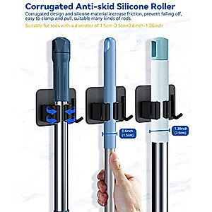 4 Pack Broom Holder Wall Mount, Broom Holder, Mop and Broom Holder Wall Mount, Broom Organizer Wall Mount, Broom Hanger Wall Mount, Mop Holder, Broom Holder Wall Mount Self Adhesive for Kitchen Toilet Storeroom