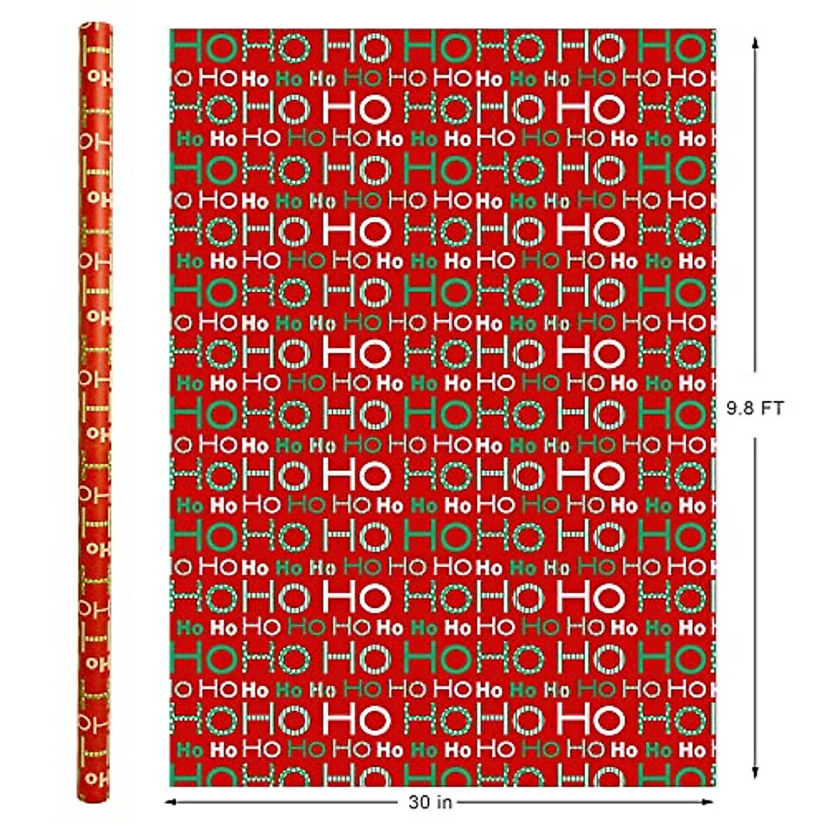 Lulu Home Christmas Wrapping Paper Set, 10ft x 30inch - 4 Rolls (100 sq. ft. ttl.) Kraft Brown Wrapping Paper, Assorted Rustic Thick Gift Jumbo Wrapping Paper for Xmas Holiday Present Packaging
