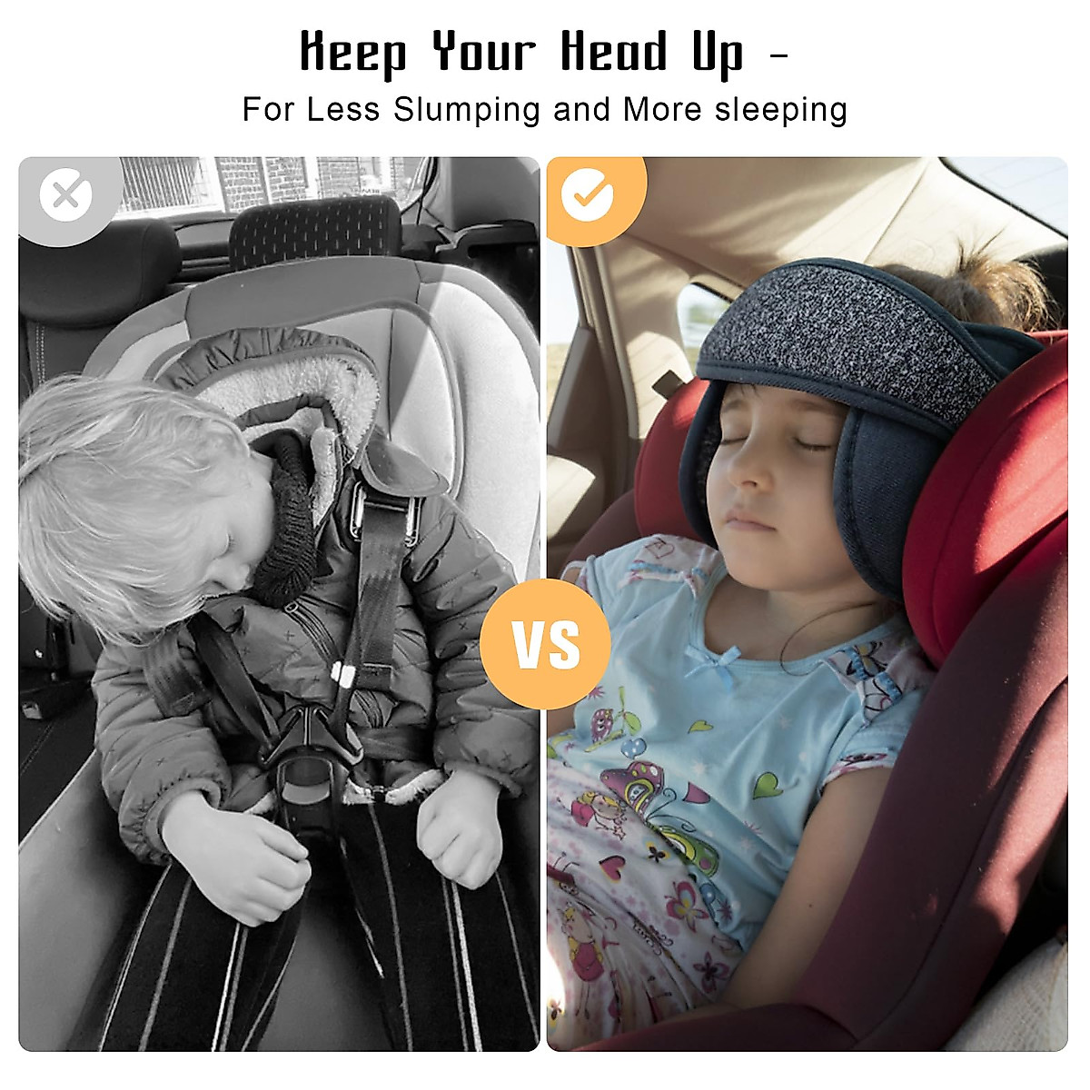 KAKIBLIN Baby Car Seat Head Support,Baby Head Support for Car Seat Stroller, Safety Car Seat Neck Relief Strap Headrest,Slumber Sling Sleep Holder Belt for Toddler Infants Child Children Kids(Gray)