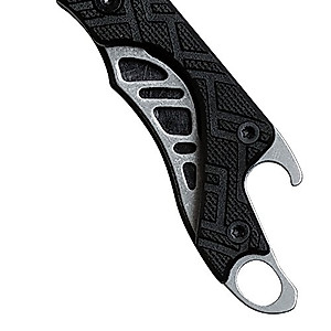 Kershaw Cinder Multi-Function Folding Pocketknife (1025); 1.4 Inch 3Cr13 Stonewashed Blade; Manual Opening; Liner Lock; Bottle Opener; Keychain Carry; Black Glass-Filled Nylon Handle; 0.9 oz