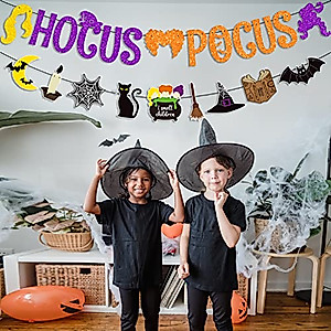 PTFNY Glittery Hocus Pocus Banner Hocus Pocus Halloween Decorations Halloween Witches Party Banner for Hocus Pocus Halloween Party Decorations Supplies