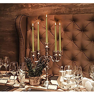 Hyoola Tall Taper Candles - Metallic Gold Dripless Dinner Candle Sticks - Paraffin Wax with Cotton Wicks - 10 Inch (25cm) - 8 Hour Burn Time (24 Pack)