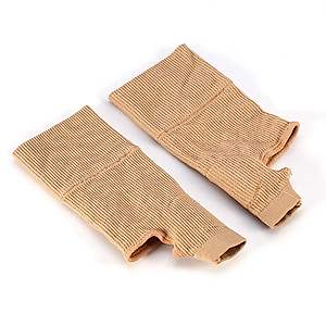 Compression Thumb Gloves, Thumb Wrist Compression Gloves, Pair of Elastic Thumb Support Brace Compression Wrist Support Fingerless Glove Sleeves with Gel Pad, for Sprains Joint Pain