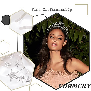 Formery Stars Halo Crown Headband Rhinestones Goddess Tiara Headpiece Party Festival Prom Crystal Hairband Hair Accessories for Woman and Girls (Silver)