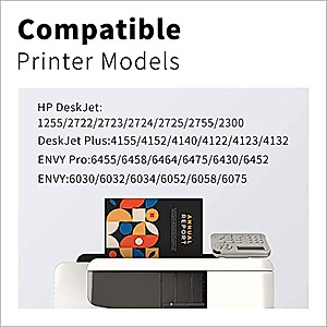 LemeroUtrust 67XL Remanufactured Ink Cartridge Replacement for HP 67 67XL use with HP DeskJet 2755, 2722 Plus 4155, 4155e, 4152 Envy Pro 6055, 6455, 6455e, 6420 (1 Print Head, 2 Black Ink Cartridges)