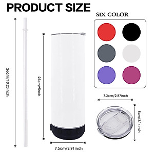 HIZEE 12pack 20oz cups Bluetooth Sublimation Tumbler with Straw and Lid, Double-Wall Stainless Steel Vacuum Insulation Tumbler Blank, RemovableRechargeable Bluetooth Wireless Speaker miexd