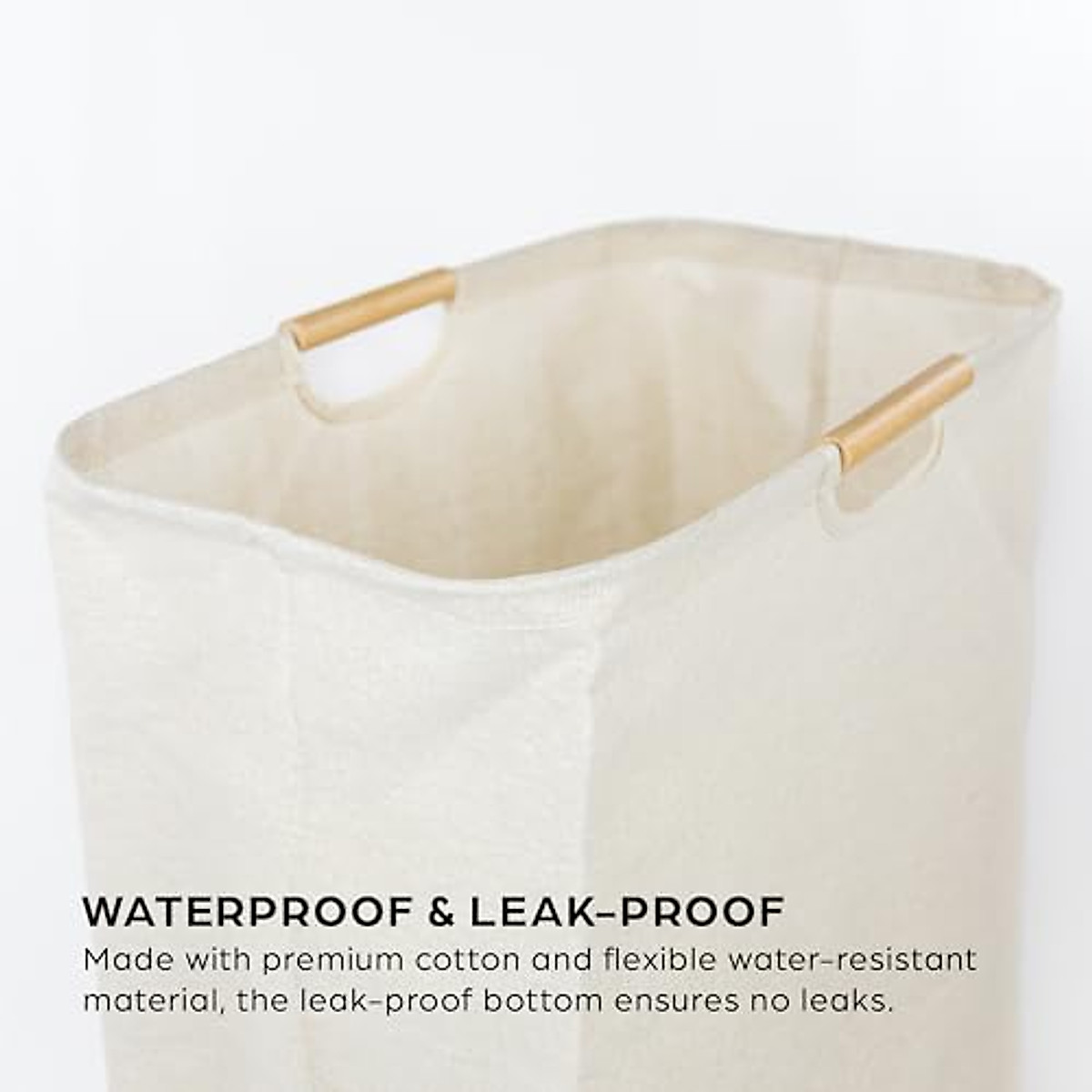 Waterproof Laundry Basket, Extra Large Laundry Hamper with Wooden Handle, Collapsible Toys Clothes Storage Basket for Laundry Room, Bathroom, Living Room, Hamper for Clothes, Toys and more.