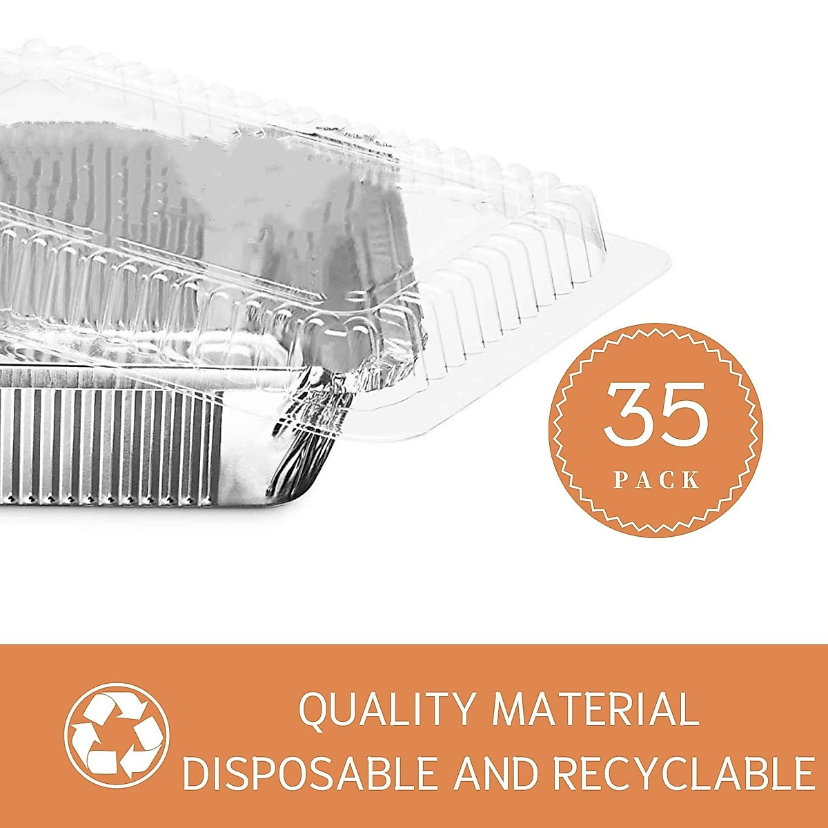 Findful Square Aluminum Baking Pans with Clear Plastic Lids (35-Pack, 8x8”) - Disposable Takeout Pans - Foil Food Containers for Cooking, Heating, Storing, Prepping Food - Eco-Friendly & Recyclable