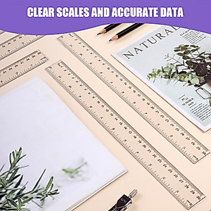 FeFu 7 Pack Clear Plastic 12 Inch Ruler, Dual Scale Inches and Centimeters, Injection Molded