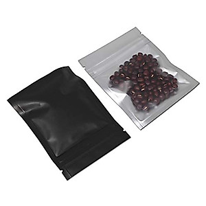 100 Pack Resealable Airtight Bags Mylar Foil Zipper Lock Pouch (Matte Black 2.9x3.9 inch) for Zip Reclosable Lock Food Storage Bags Heat Seal Pouches Grocery Pack