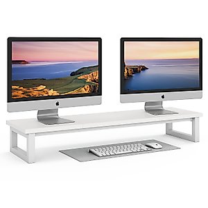 YAOHUOO Dual Monitor Stand Riser, 39Inch Large Monitor Stands for 2 Monitors, Computer Monitor Stand, Wooden Desktop Oraganizer Shelf for Office Desk Computer,Laptop,TV