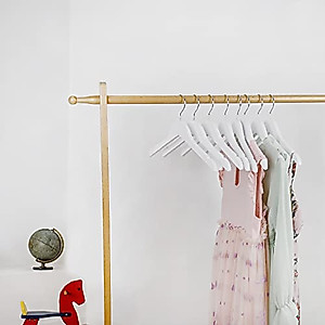 Nature Smile 20 Pack 14 Inches Juniors Preteen Older Children Wooden Clothes Hangers Wood Dress Shirt Hanger Coat Jacket Hangers with Notches and 360° Swivel Anti-Rust Chrome Hook (White)