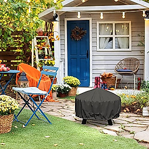GASPRO Heavy Duty Waterproof Fire Pit Cover for 22-32 Inch Round Fire Bowls, with 600D Durable Oxford Fabric Material, 32" Dia x 13.5" H"