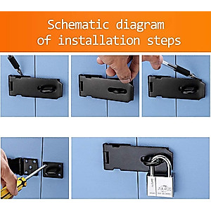 Padlock Hasp 4 Inch Door Hasp Latch Lock Stainless Steel Padlock Clasp Black Hasp Lock Gate Hasp with Fixing Screw for External Doors Window Cabinet Pet Cage