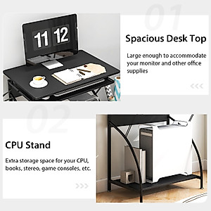 Tangkula Small Computer Desk with Keyboard Tray, Home Office Desk Workstation with CPU Stand, Study Writing Desk for Small Spaces, Compact Portable PC Laptop Desk for Bedroom