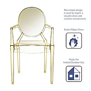 Modway Casper Modern Acrylic Stacking, Two Dining Armchairs, Yellow