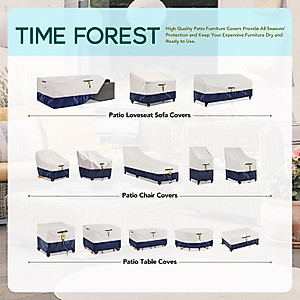 Time Forest Patio Furniture Set Cover Waterproof, Outdoor Garden Yard Balcony Sectional Sofa Set Cover 600D Oxford Heavy Duty, Lawn Table and Chair Set Cover, 98" L x 78" W x 32" H