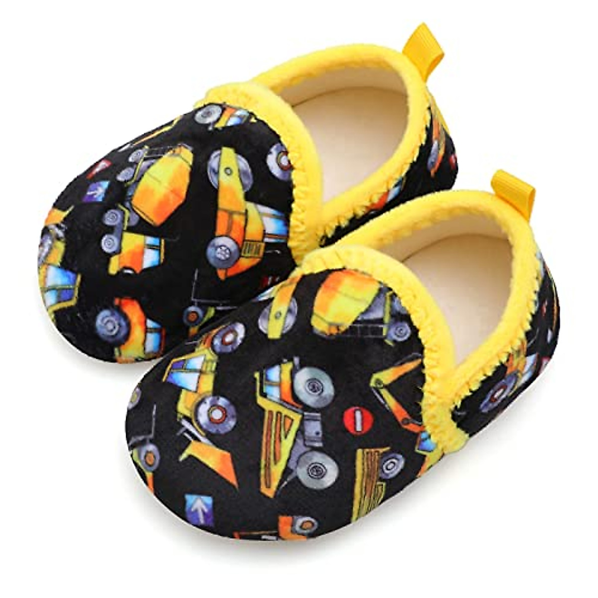 XIHALOOK Toddler Baby Girls Boys Slipper Socks with Grippers Toddler Slip on House Slippers Black Car, 6.5-7.5 Toddler