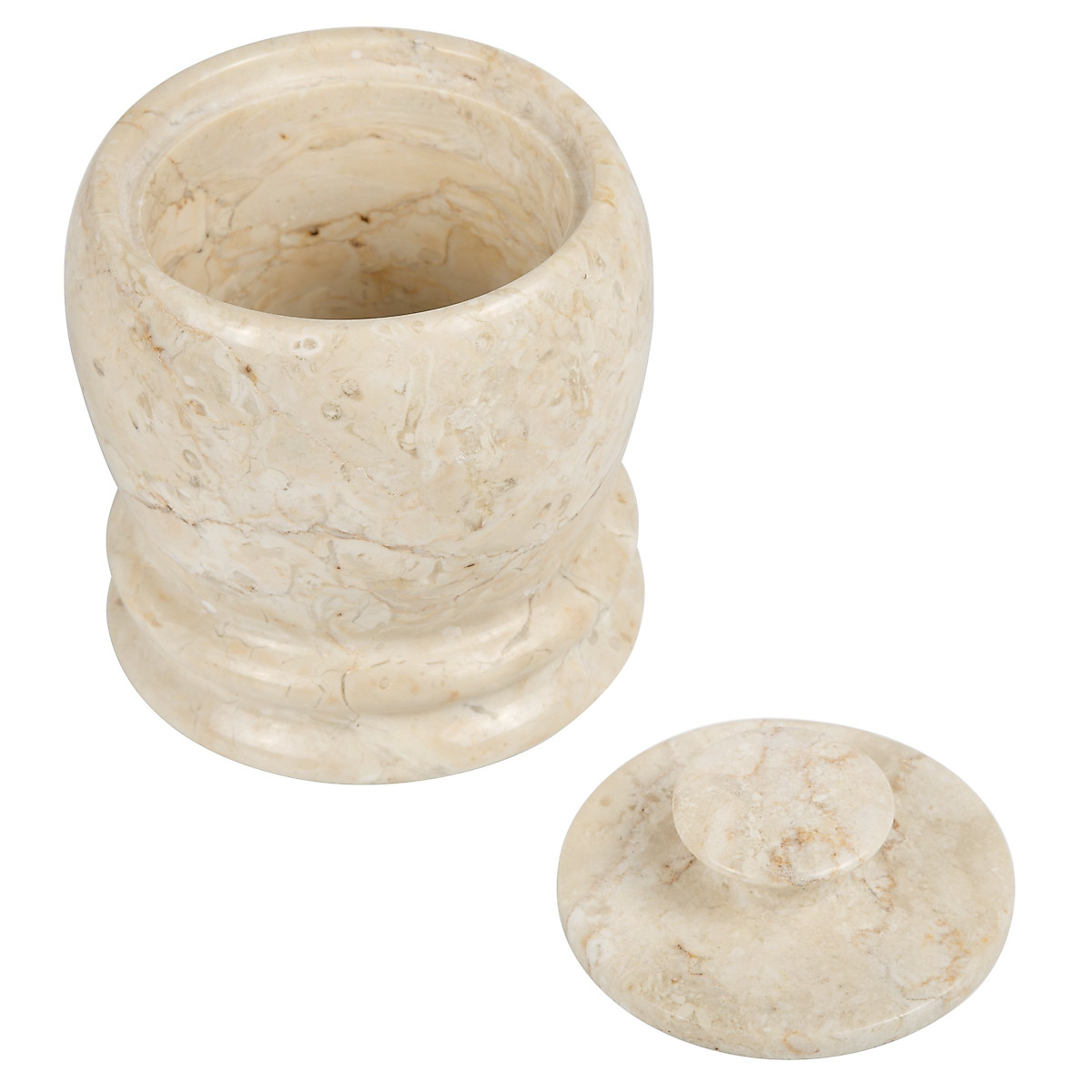 Creative Home 74198 Natural Champagne Marble Cotton Ball and Swab Holder, 3-5/8" Diam. x 4-3/4" H