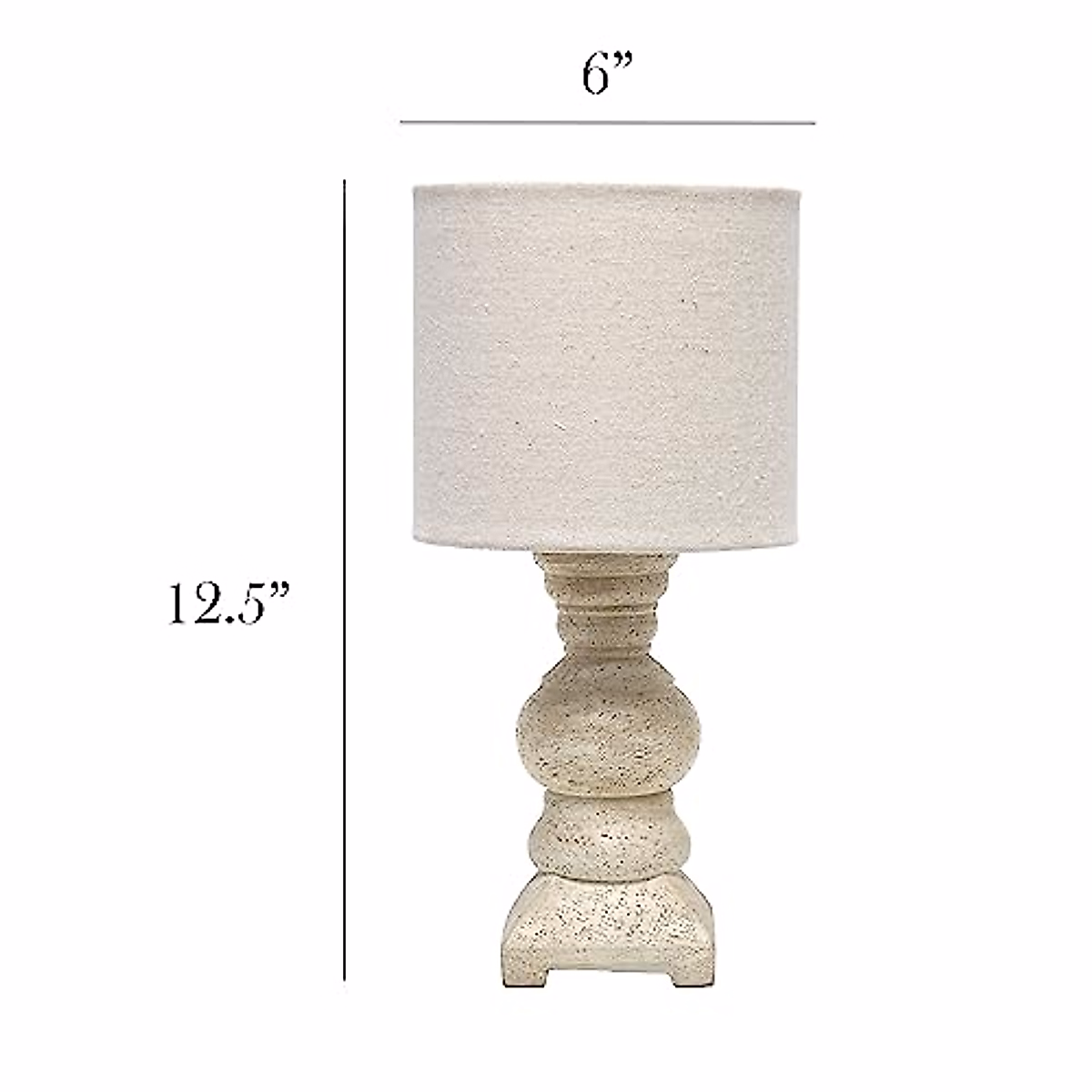 Elegant Designs LT3330-BGE 12.5" Country Farmhouse Petite Textured Column Table Desk Lamp with Drum Fabric Shade, Beige