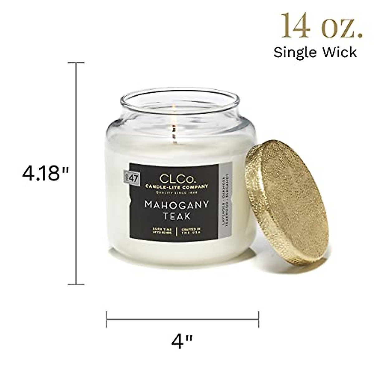 CLCo. By Candle-Lite Scented Mahogany Teak Single-Wick Jar Candle, 14 oz, Off White