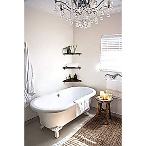 Mkono 5 Pieces Set Floating Shelves for Wall, 2 Pack Rectangle Wood Shelf and 3 Pack Triangle Wood Board Corner Shelves