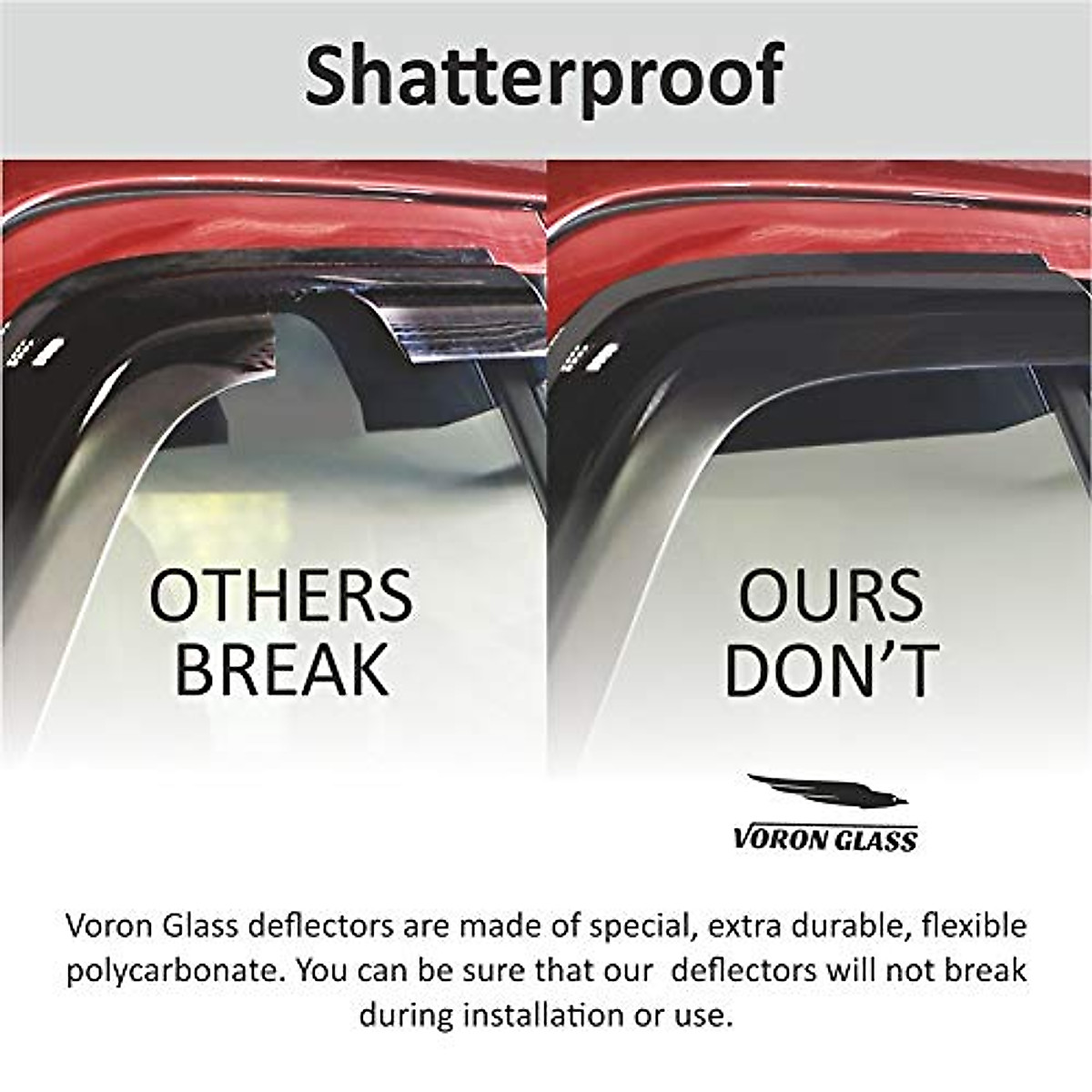 Voron Glass Tape-on Extra Durable Rain Guards for Ford Focus 2012-2018, Window Deflectors, Vent Window Visors, 4 Pieces - 120188