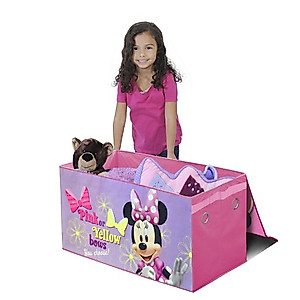 Idea Nuova Disney Minnie Mouse Collapsible Children’s Toy Storage Trunk, Durable with Lid