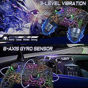 Wireless Switch Pro Controller - Switch Controllers Compatible With Nintendo Switch/Lite/OLED,Multi-Platform PC/IOS/Android, Switch Pro Controller With 9 Adjustable Light Colors,Programmable,TURBO