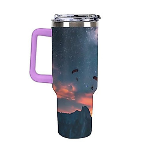 Skydiving Insulated Tumbler with Lid And Straw Stainless Steel Travel Coffee Mug 40oz Violet-style